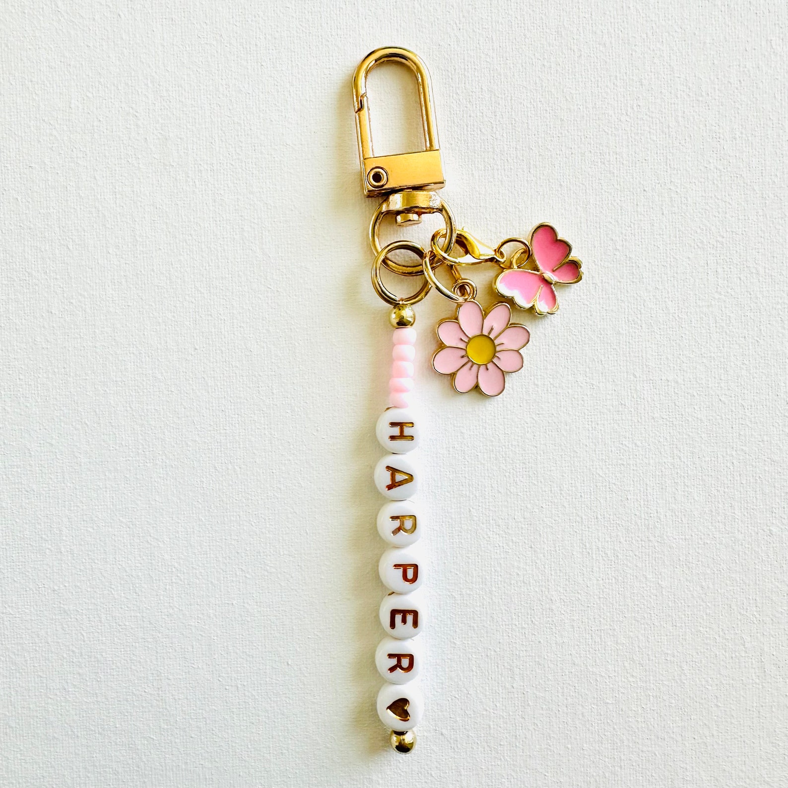 Personalized Beaded Keychain, Custom Name Keyring, Beaded Name Tag ...