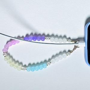 Pastel Beaded Phone Charm With Lanyard Pad - 12.5 Inch Phone Strap ...