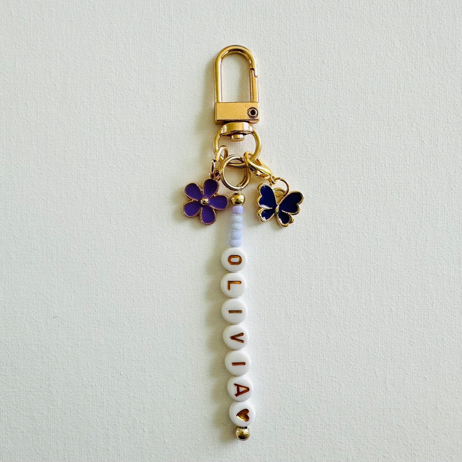 Personalized Beaded Keychain, Custom Name Keyring, Beaded Name Tag ...