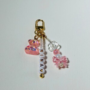Personalized Beaded Keychain, Custom Name Keyring, Beaded Name Tag ...
