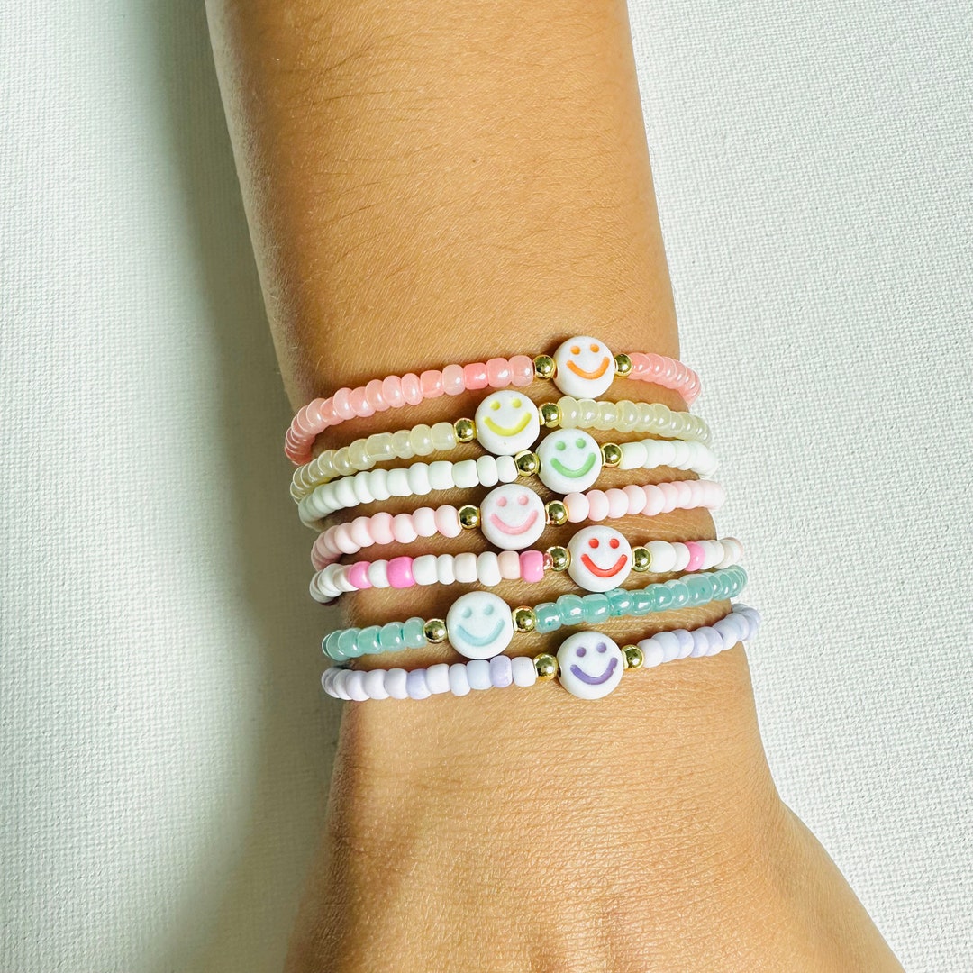 Stackable Smiley Face Bracelets - Happy Face Bead Bracelets for Kids ...