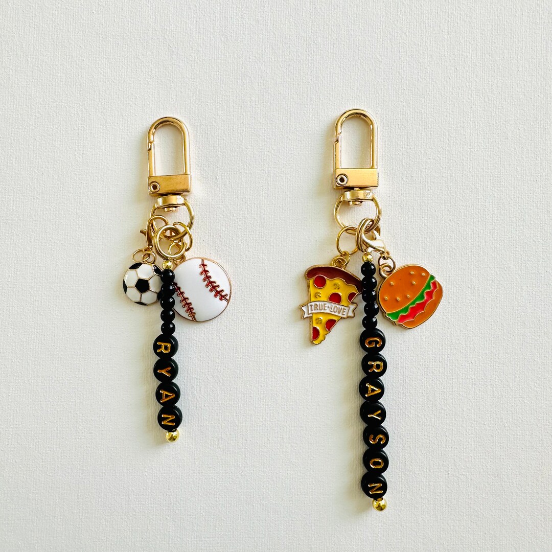 Personalized Beaded Keychain, Custom Name Keyring, Beaded Name Tag ...