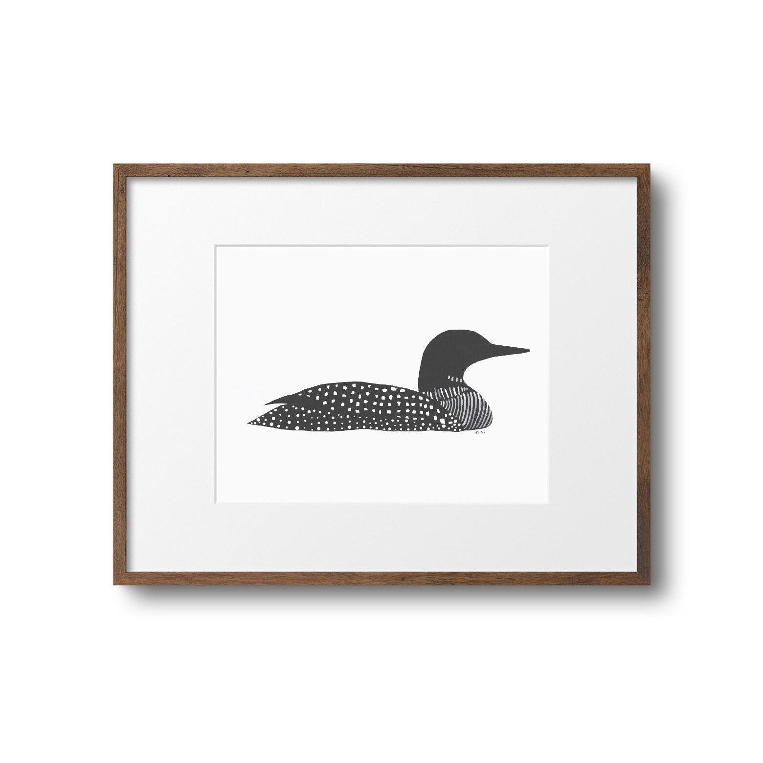 Common Loon Art Print: Linocut Style Watercolor, Maine Art - Etsy