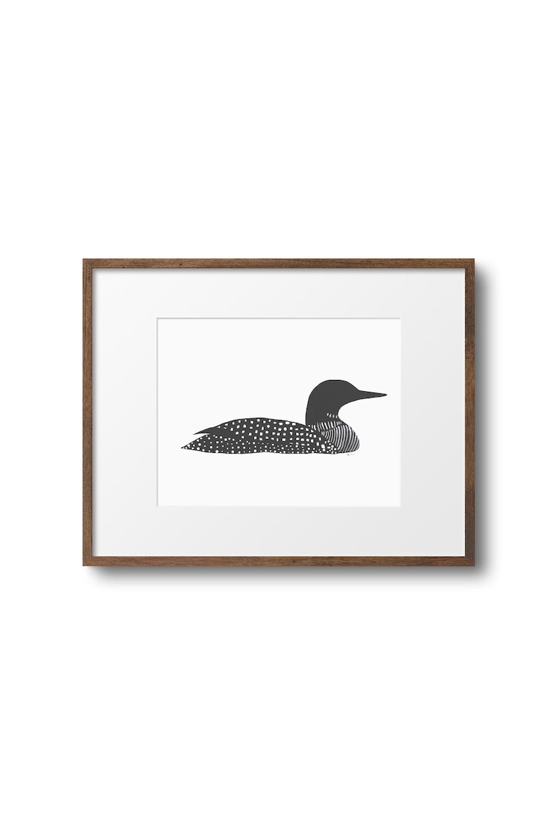 Common Loon Art Print: Linocut Style Watercolor, Maine Art 11x14, 16x20 ...