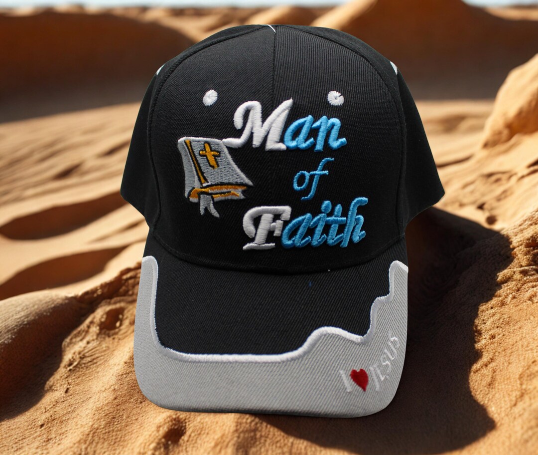 Man of Faith Hat. Christian Baseball Cap With Embroidered Bible & I ...