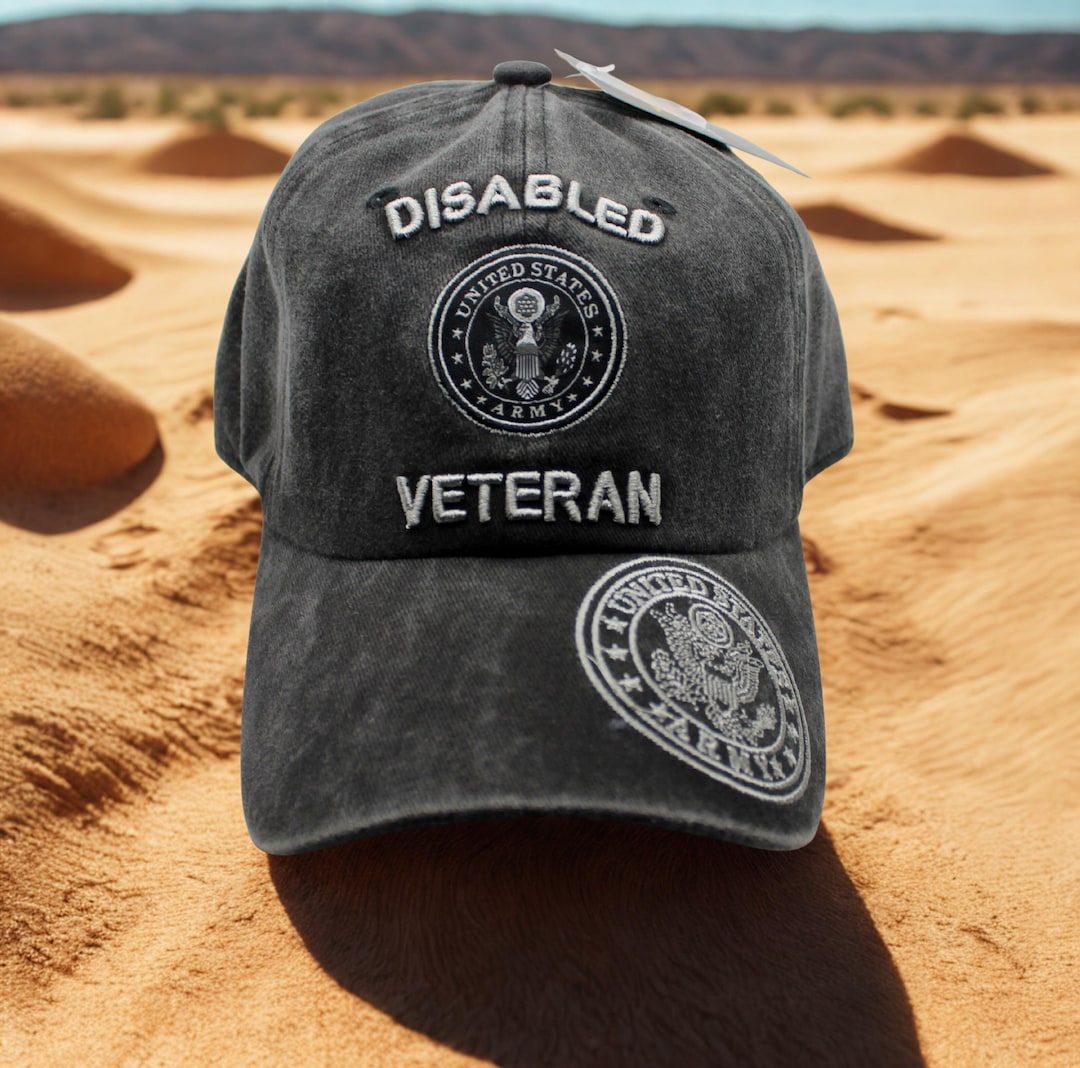 Disabled Veteran Hat. U.S. Army Washed Black Baseball Cap, Military ...