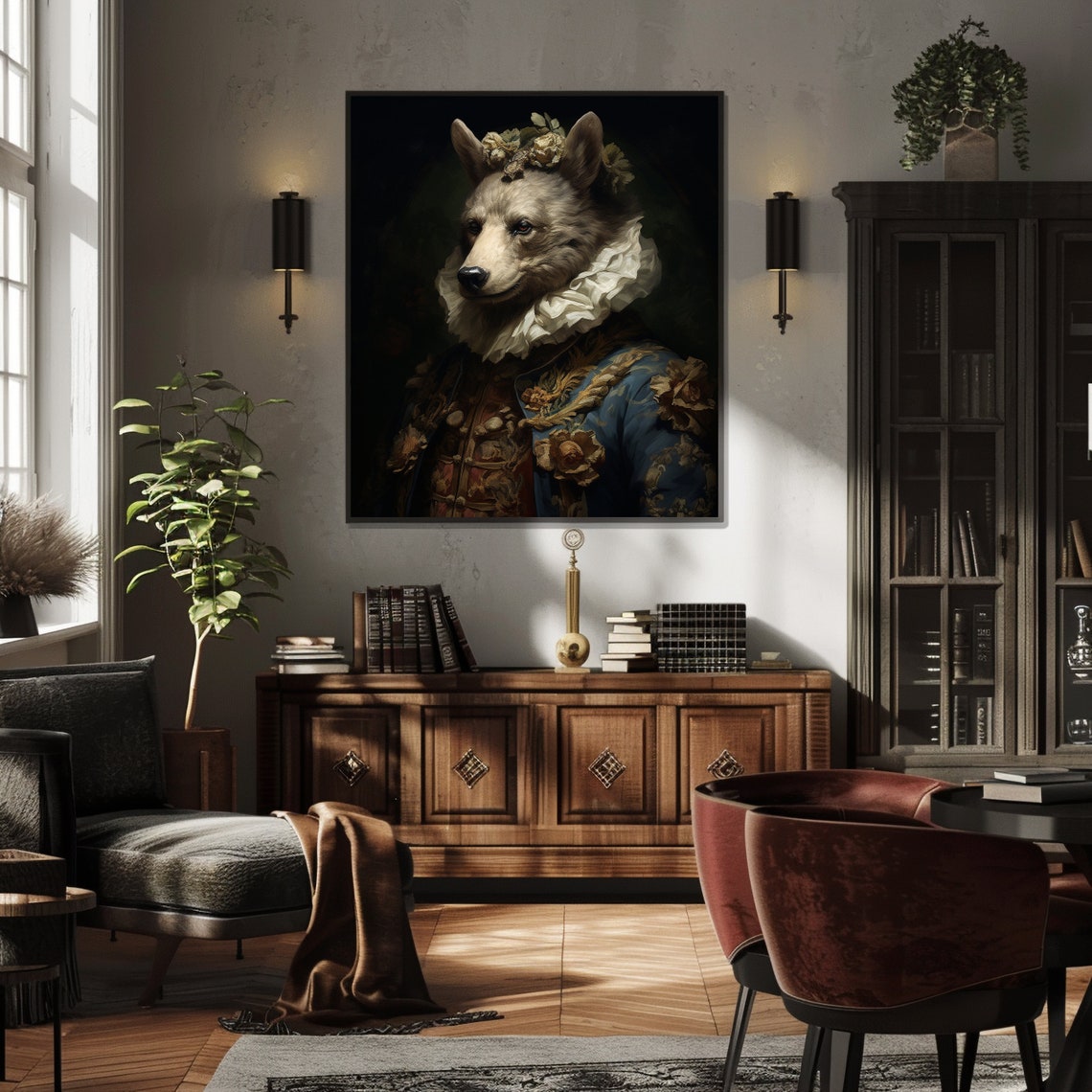 Victorian Animal Portrait Gallery Wall Set of 6, Royal Animal Painting ...
