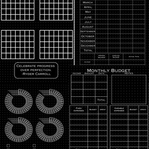 A4 Black Page Templates Dot Grid for Digital Planner - Etsy
