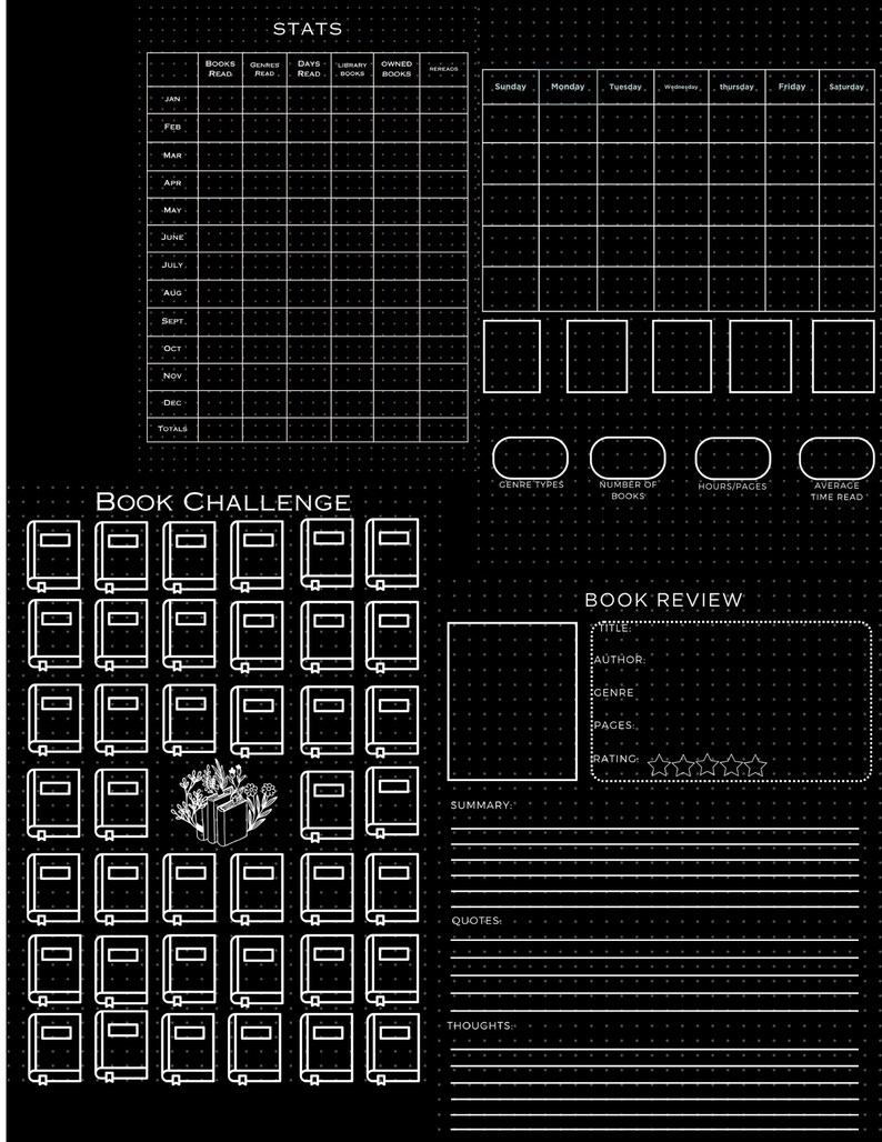 A4 Black Page Templates Dot Grid for Digital Planner - Etsy