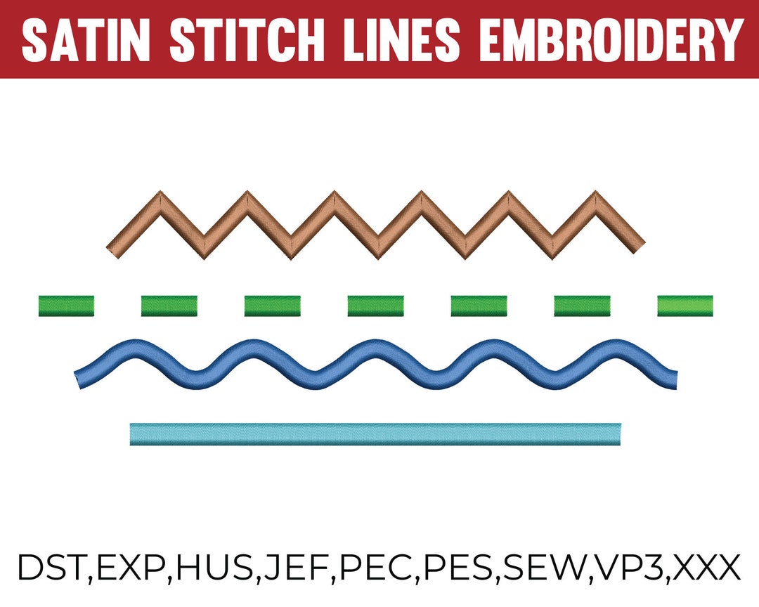 Satin Stitch Lines Embroidery Design, Simple Line Machine Embroidery ...