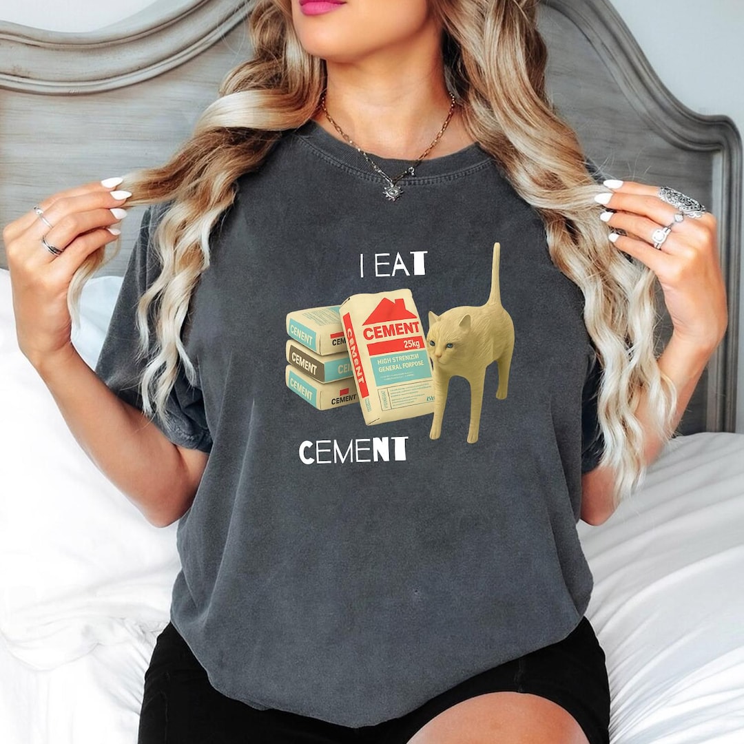 Funny Cursed Cat Shirt, I Eat Cement Meme Tee, Ironic Cringe T-shirt ...