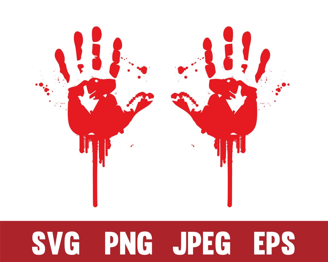 Bloody Handprint Svg Png, Dripping Blood Handprint Svg, Bleeding ...