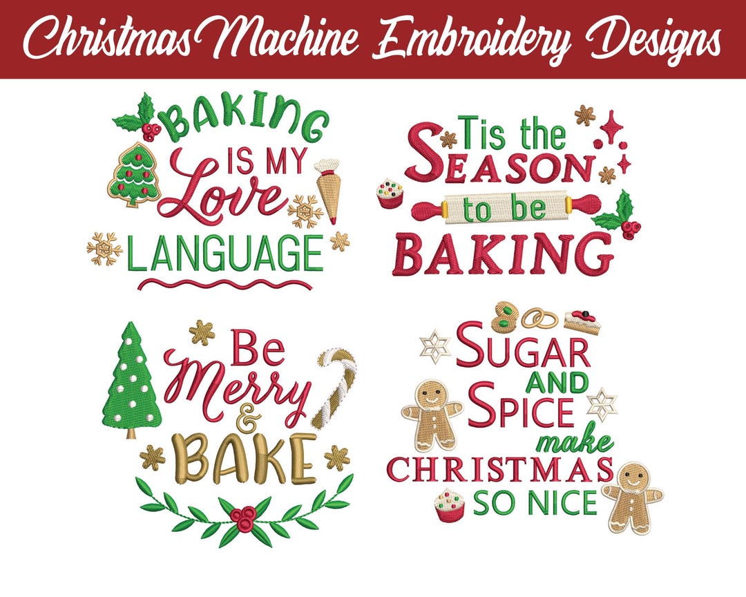 Christmas Baking Embroidery Designs, Sewing Pattern for Christmas ...