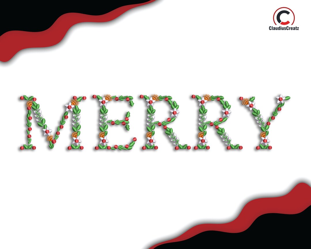 Floral Merry Embroidery Designs, Merry in Botanical Letter Machine ...