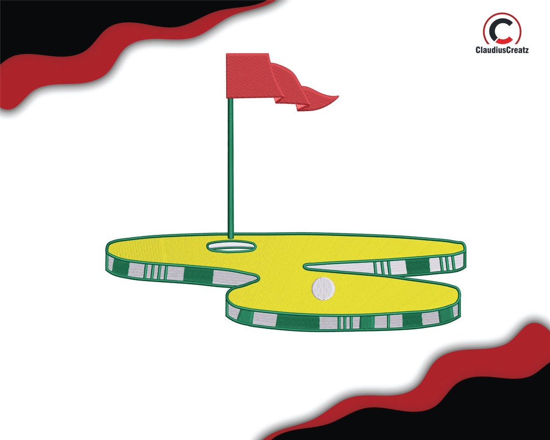 Golf Machine Embroidery Design, Golf Flag With Ball Digital Embroidery ...