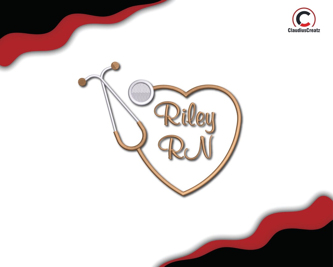 Custom Name Embroidery Designs, Stethoscope Heart Machine Embroidery ...
