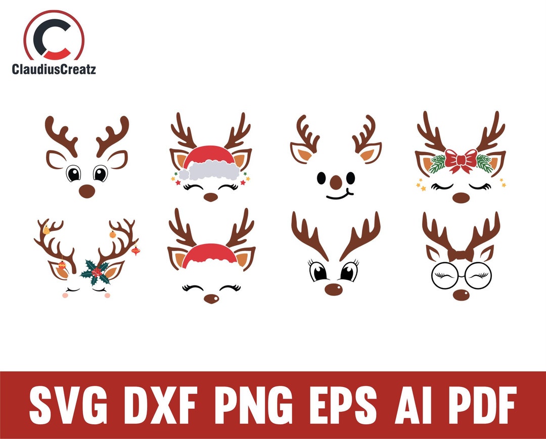 Christmas Reindeer Faces Png, Adorable Reindeer Christmas Clipart ...