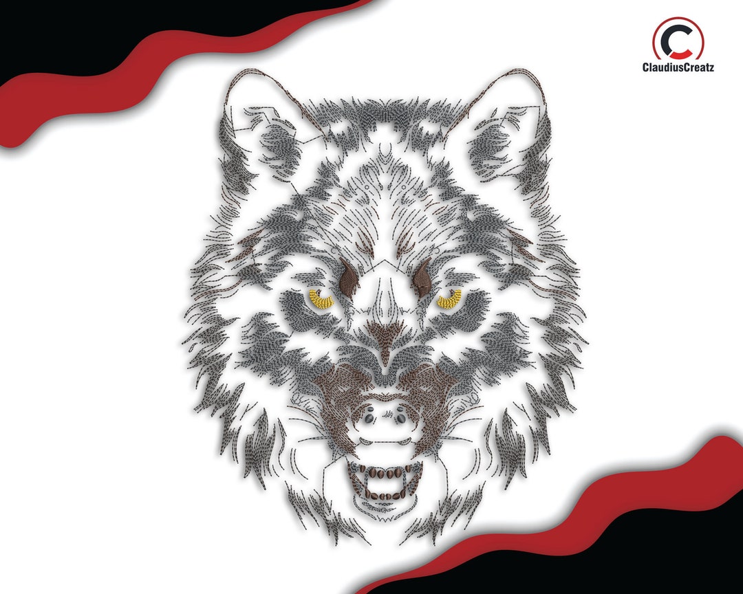 Wolf Head Embroidery Design, Mystic Wolf Digital Design for Machine ...