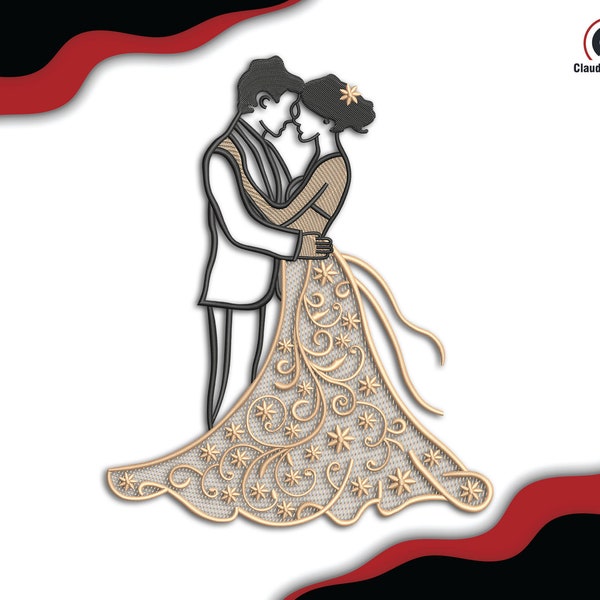 Bride and Groom on Embroidery - Etsy