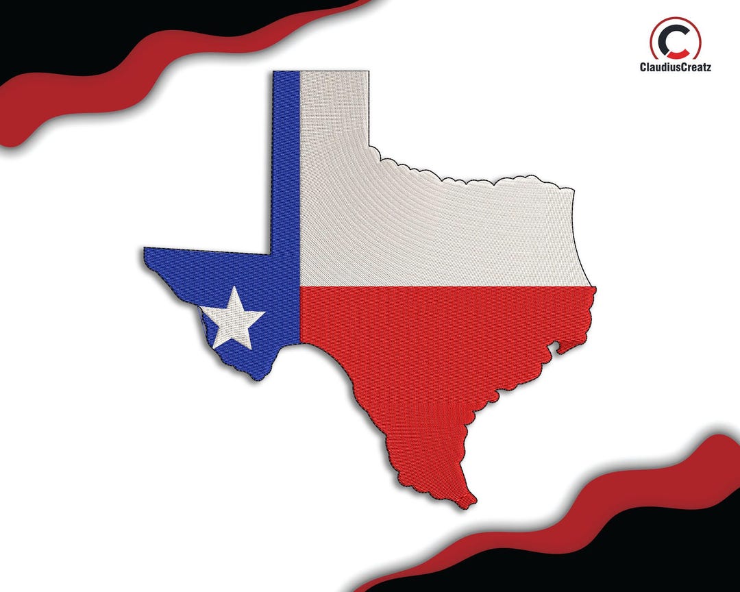 Texas Flag Embroidery Design, Texas State Red White and Blue Machine ...