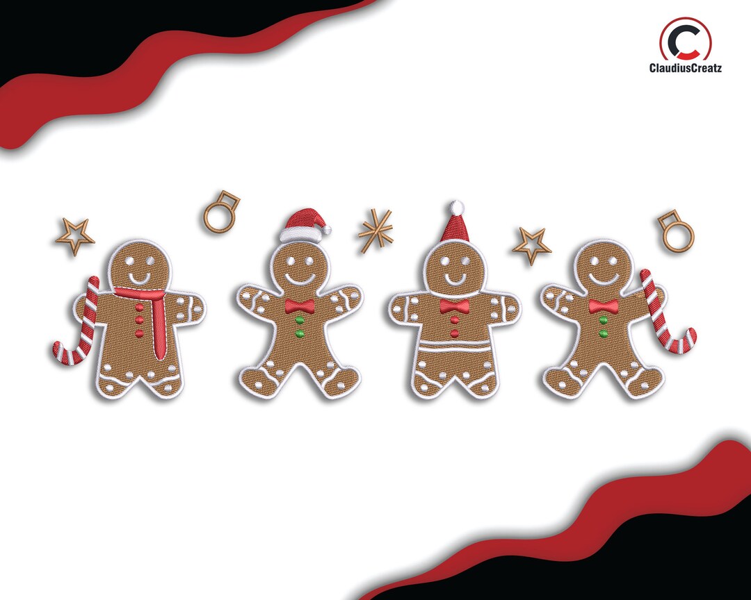 Gingerbread Man Embroidery Design, Gingerbread Machine Embroidery, Xmas ...