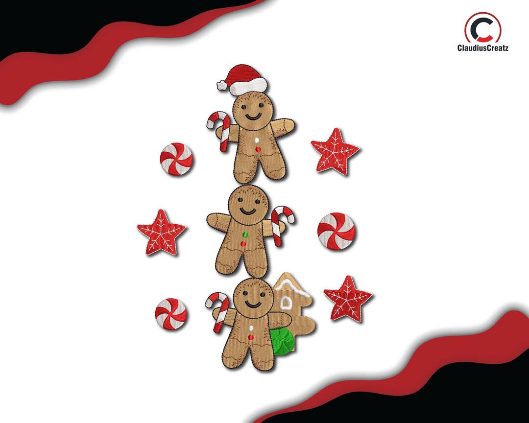 Christmas Gingerbread Embroidery Designs, Gingerbread Man Embroidery ...