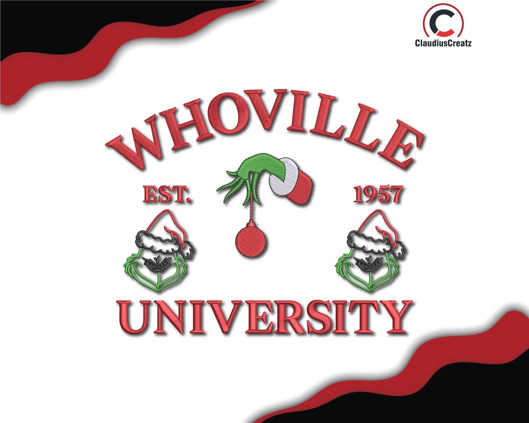 Whoville University Embroidery Design, Grinch Embroidery Designs ...