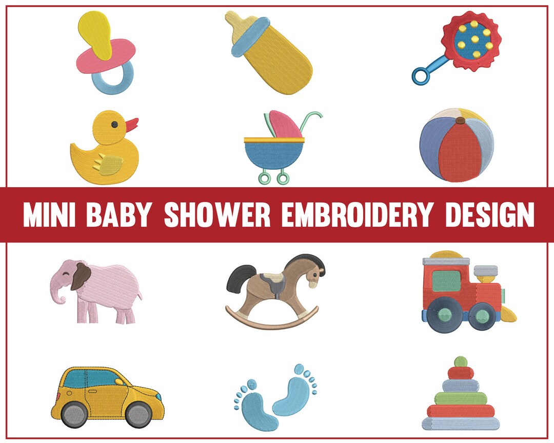 Mini Baby Shower Embroidery Design, Newborn Baby Digital Design for ...