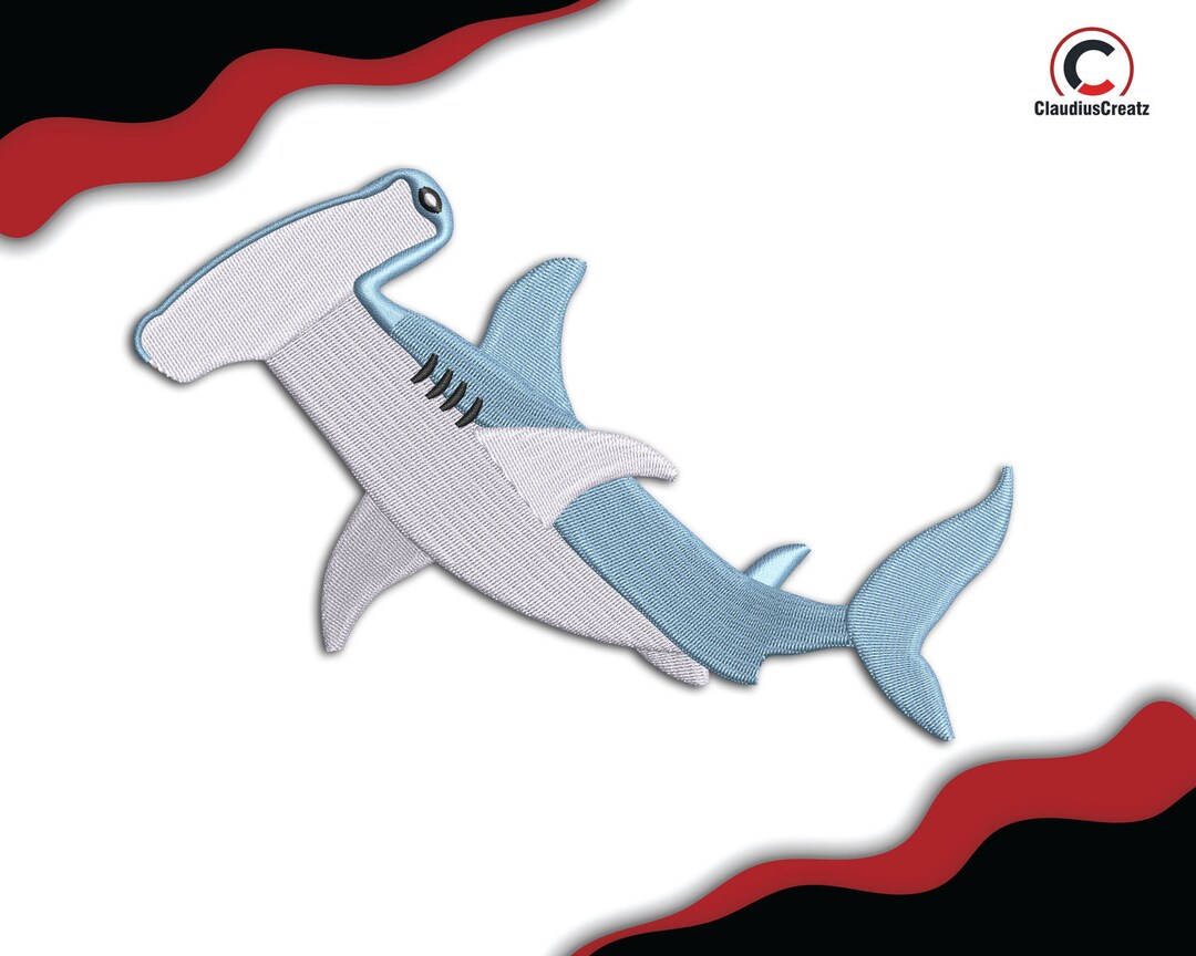 Hammerhead Shark Embroidery Design, Scary Shark Digital Design for ...