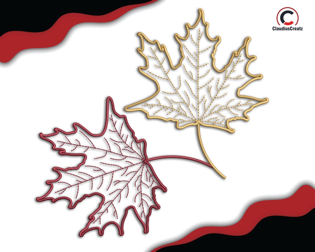 Maple Leaves Embroidery Design, Autumn Leaves Machine Embroidery ...