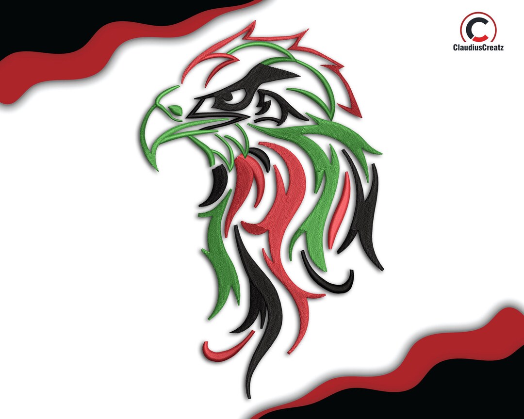 Embroidered Mexican Eagle Tattoo Design, Eagle Face Digital Design for ...