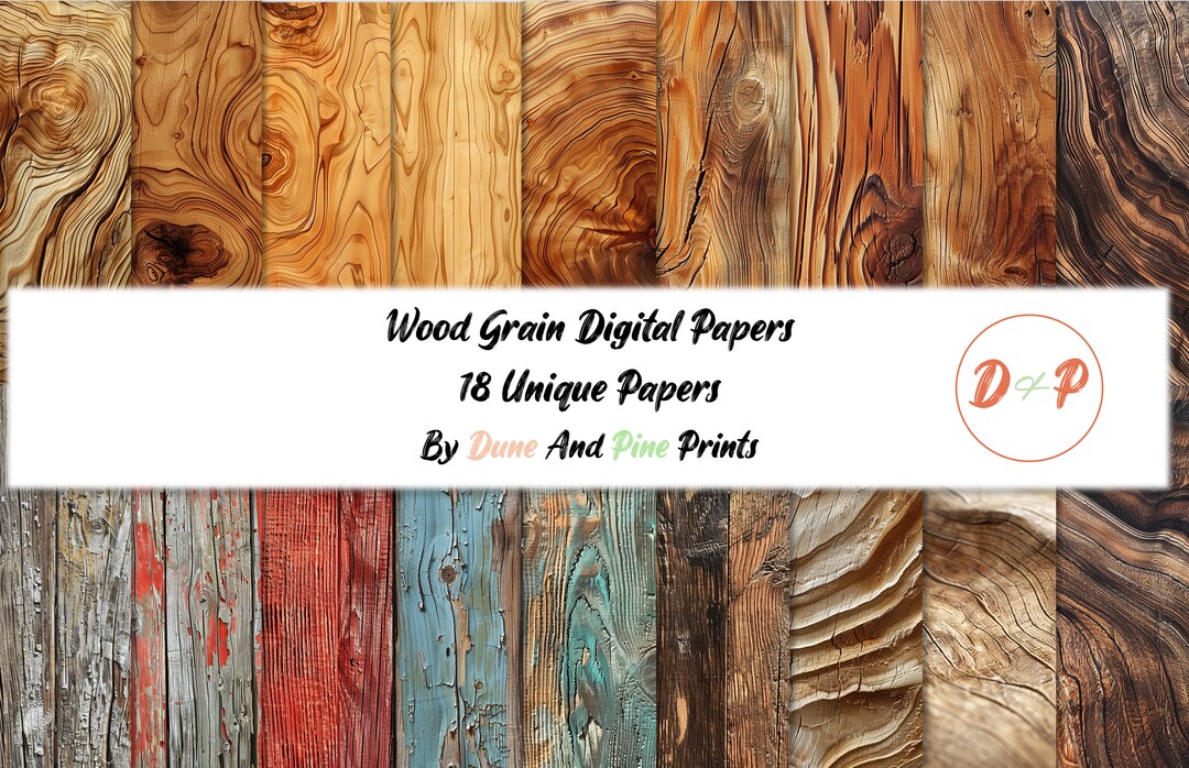 Wood Grain Digital Paper Pack Printable Wood Scrapbooking Paper Instant ...