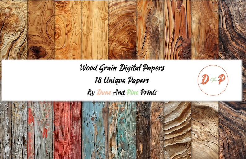 Wood Grain Digital Paper Pack Printable Wood Scrapbooking Paper Instant ...