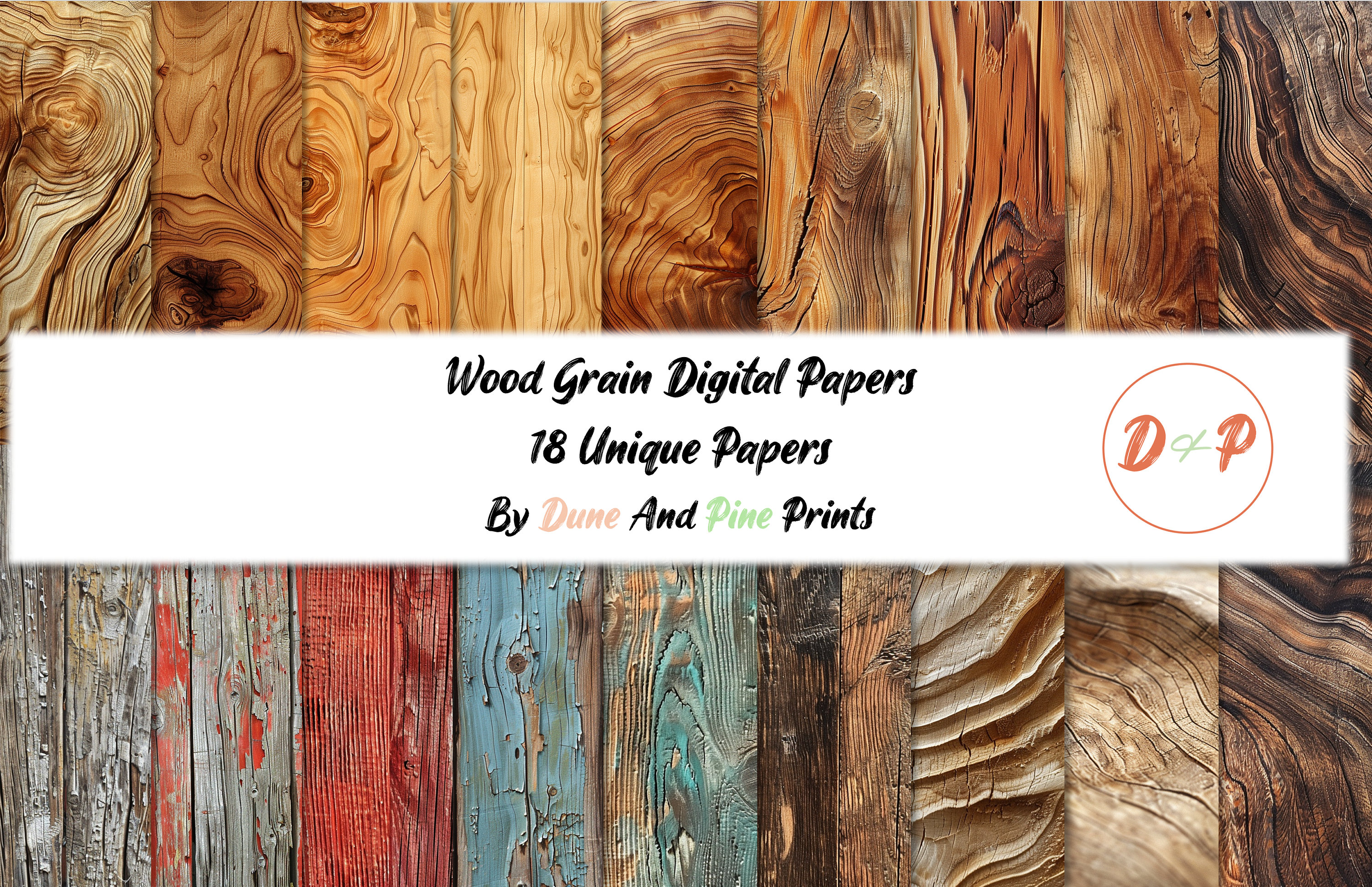 Wood Grain Digital Paper Pack Printable Wood Scrapbooking Paper Instant ...