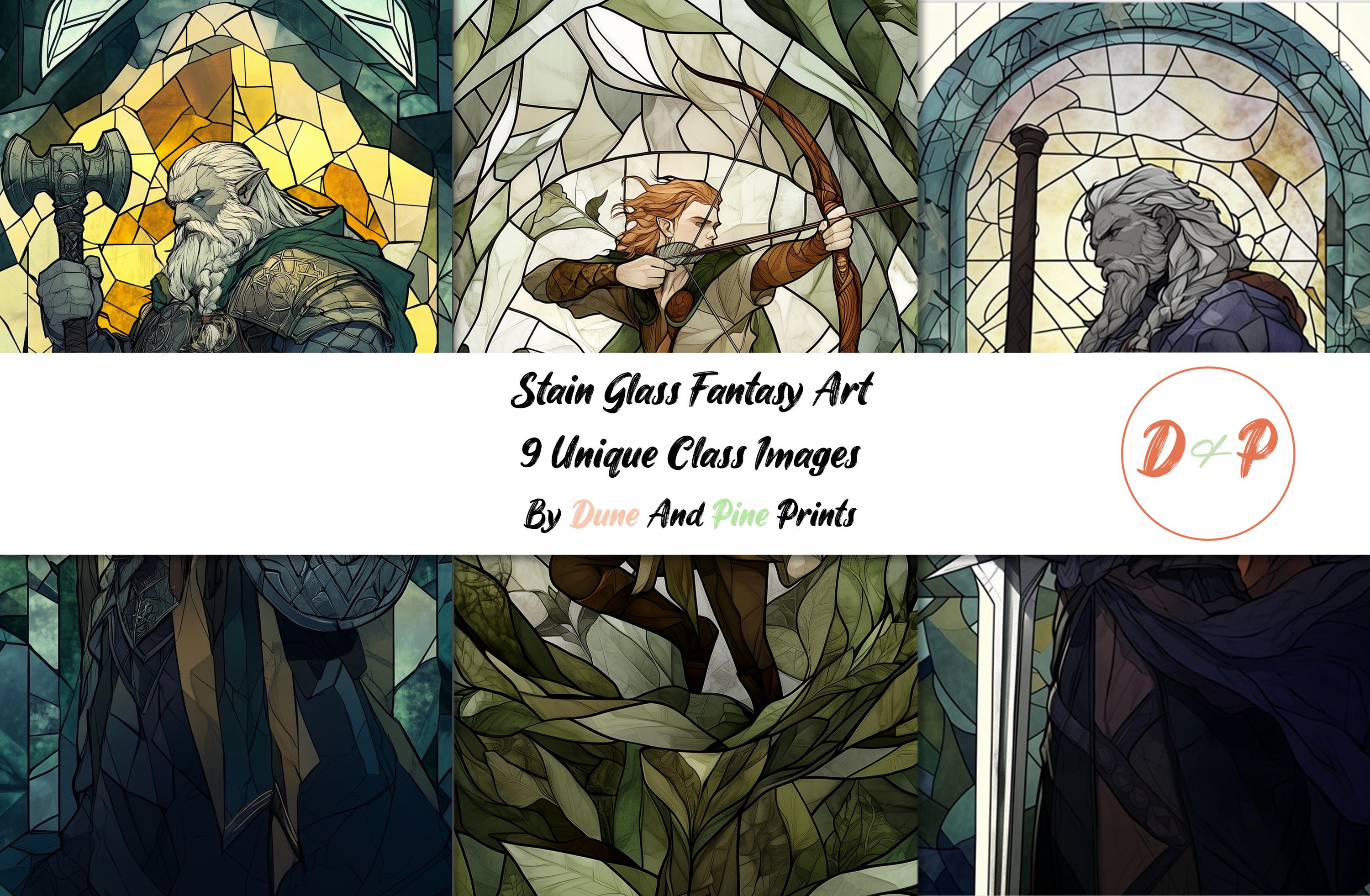 9 Stained Glass Fantasy Art Digital Papers Commercial Use Dungeon and ...