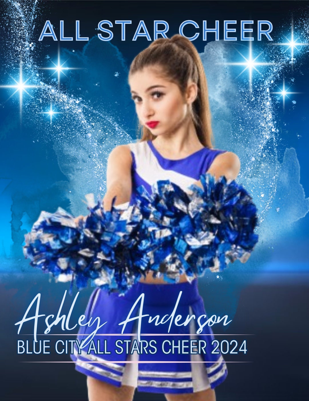 Cheer/dance Sports Poster - Custom Digital Background - Sparkly Mist - Etsy