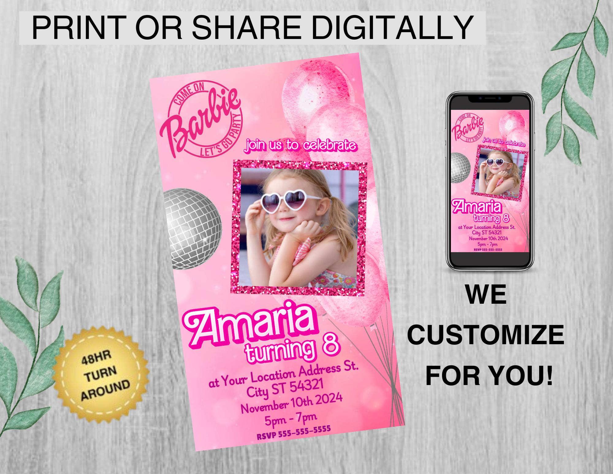 Custom Barbie Birthday Invitation Digital Birthday Party Invite Barbie ...