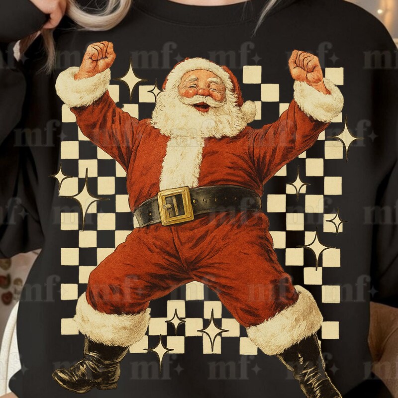 Pink Checkered Santa Png - Etsy