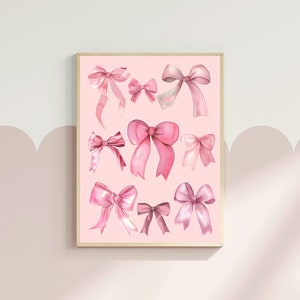 Trendy Pink Bows Wall Art Set of 3, Cute Poster, College Apartment ...