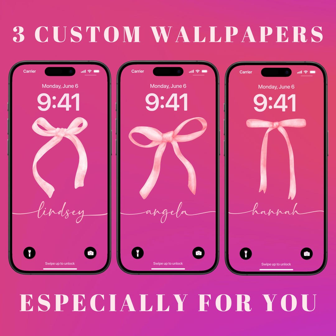 3 Custom Name iPhone Wallpapers, Bow Coquette, Colors Gradient ...