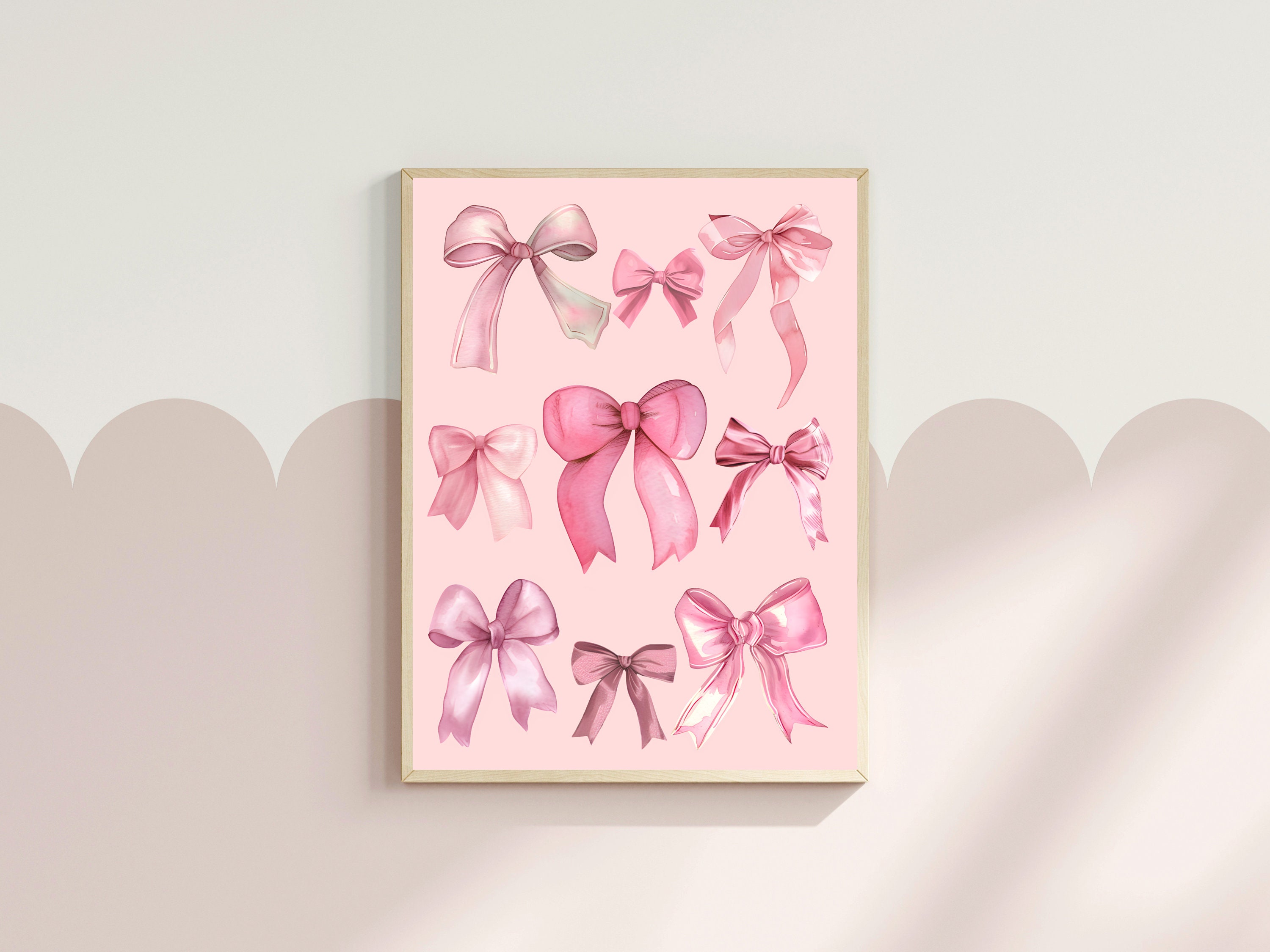Trendy Pink Bows Wall Art Set of 3, Cute Poster, College Apartment ...
