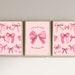 Trendy Pink Bows Wall Art Set of 3, Cute Poster, College Apartment ...