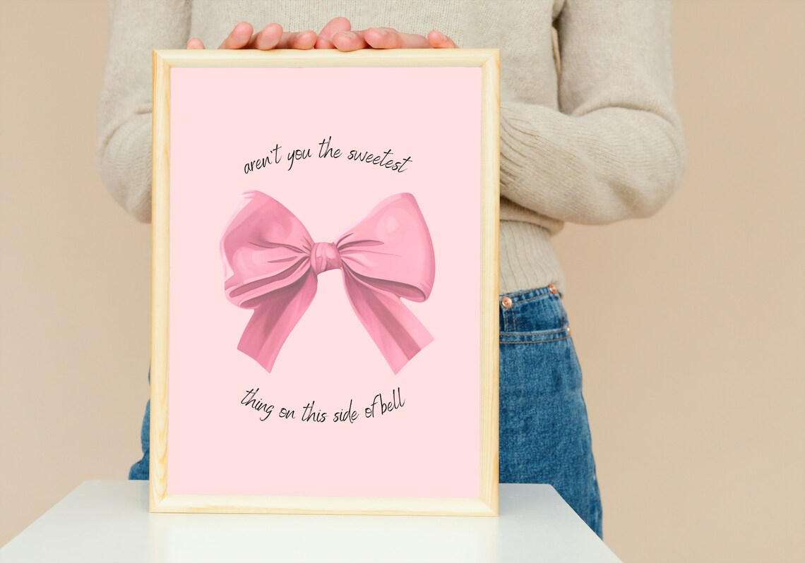 Trendy Pink Bows Wall Art Set of 3, Cute Poster, College Apartment ...