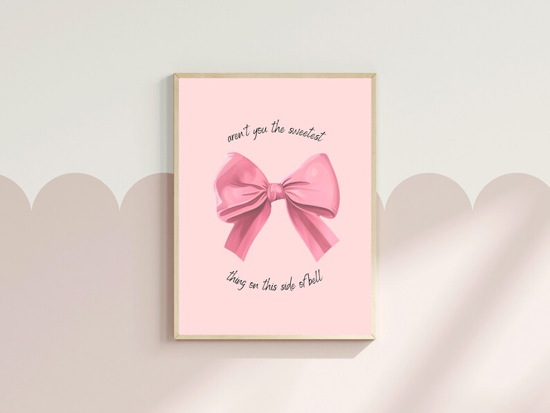 Trendy Pink Bows Wall Art Set of 3, Cute Poster, College Apartment ...