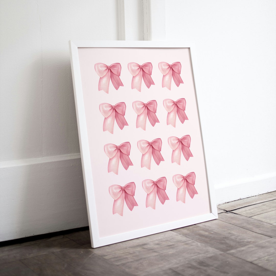Trendy Pink Bows Wall Art, Cute Poster, College Apartment Decor ...
