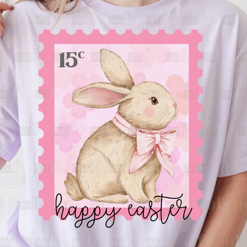 Easter Postage Stamp Clipart Bundle PNG – Vintage Bunny, Chick & Floral ...