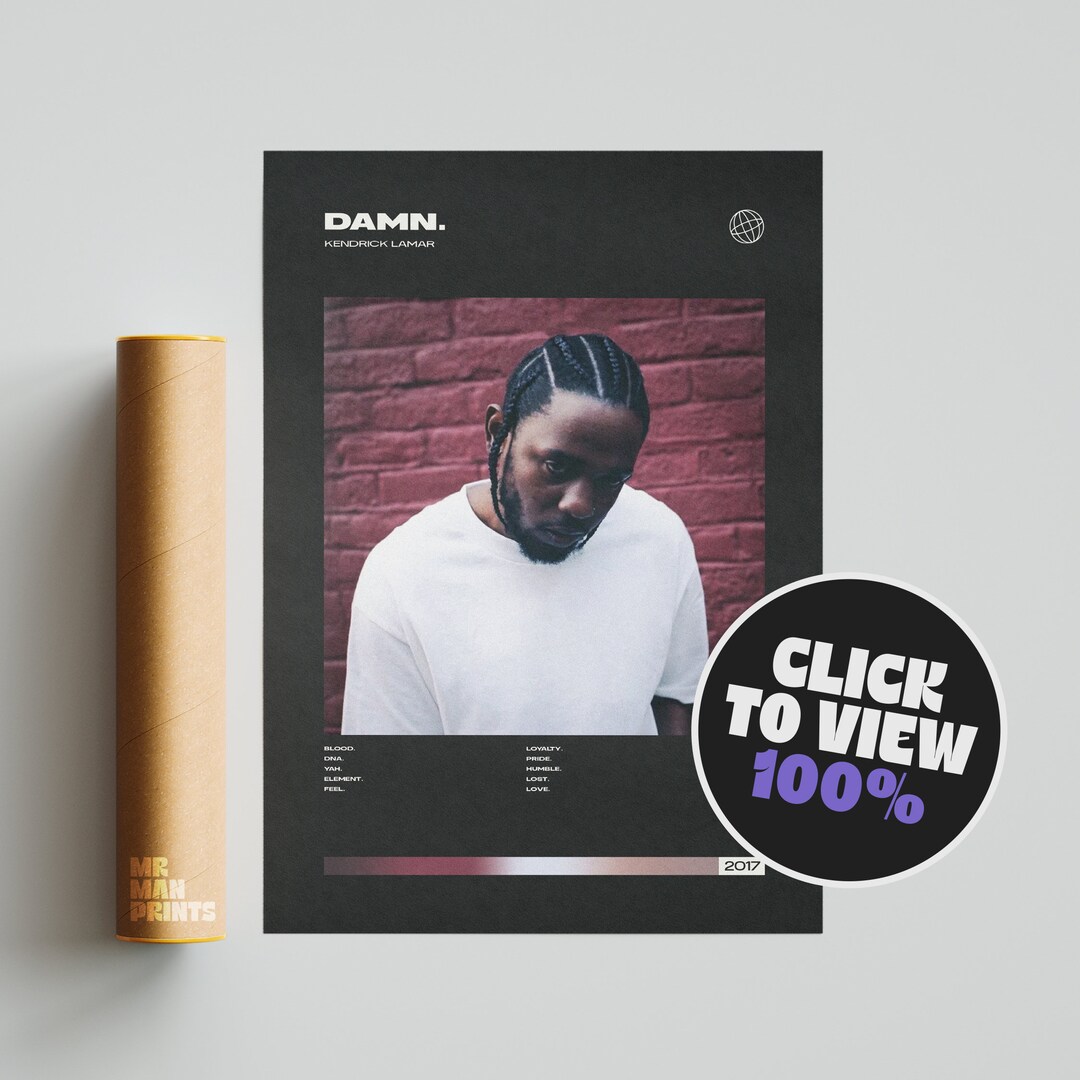 Kendrick Lamar DAMN. Premium Album Poster Minimalist Music Poster Hip ...