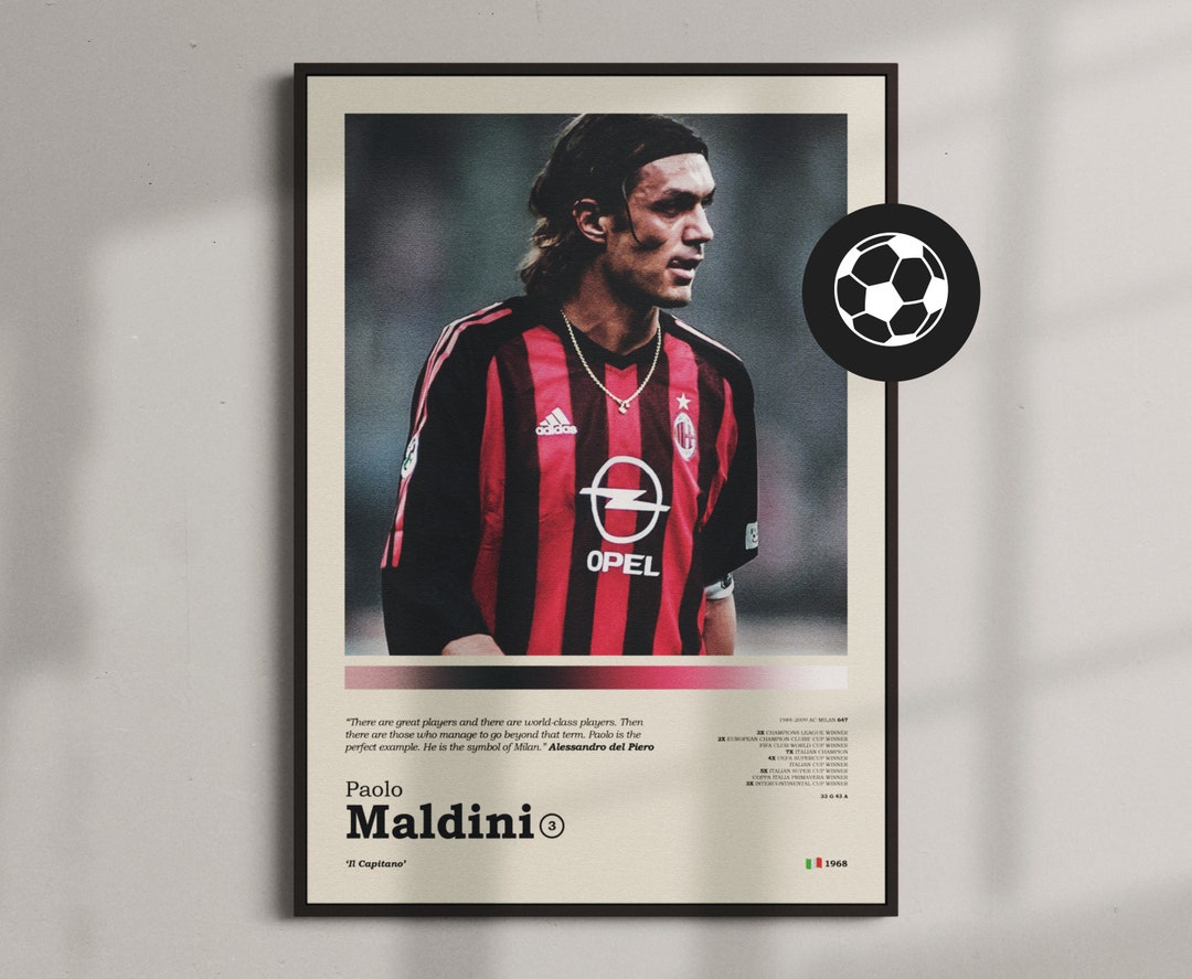 Paolo Maldini Premium Poster Minimalist Football Icon Poster Vintage ...