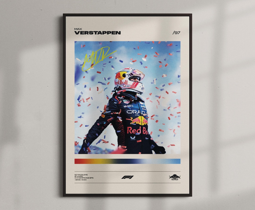 Max Verstappen F1 Poster Minimalist Racing Poster Premium Vintage Retro ...