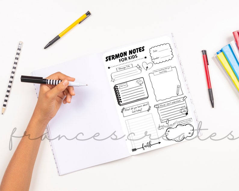 Sermon Notes for Kids Elementary Youth Christian Children Activities ...